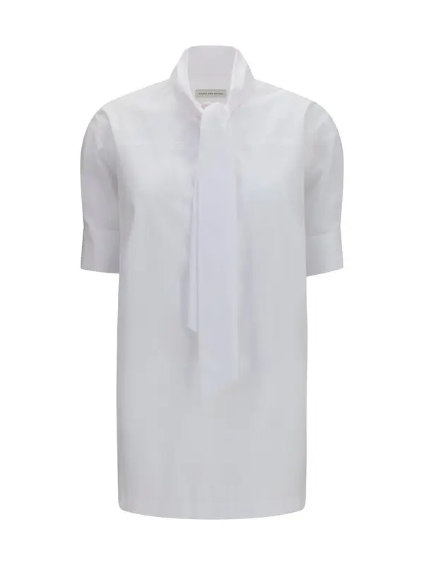 Dries Van Noten Cotton Shirt With Scarf Detail - White