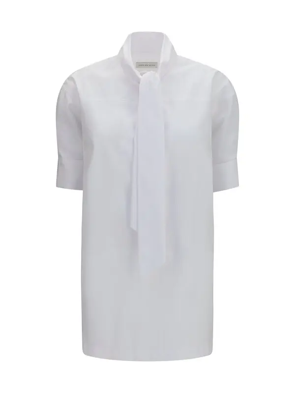 Dries Van Noten Cotton Shirt With Scarf Detail - White
