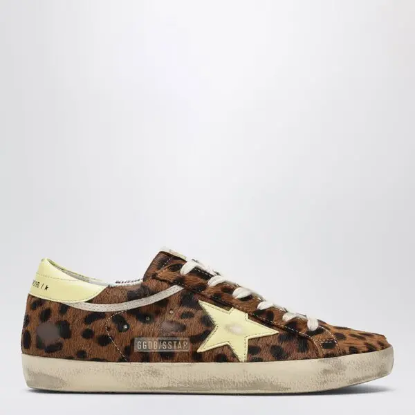 GOLDEN GOOSE Super-star Sneakers In Leopard-print Pony Hair - Brown