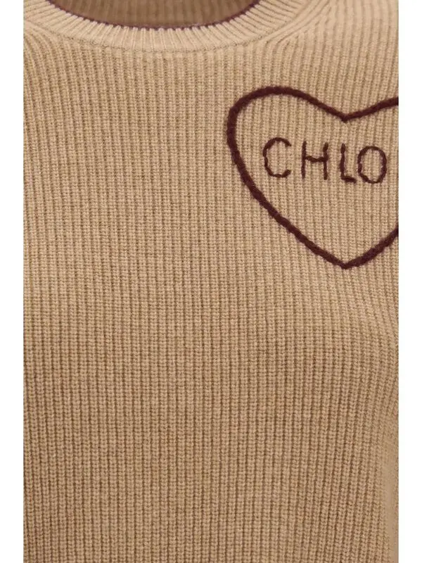 Chloé Heart-logo Sweater - Cream