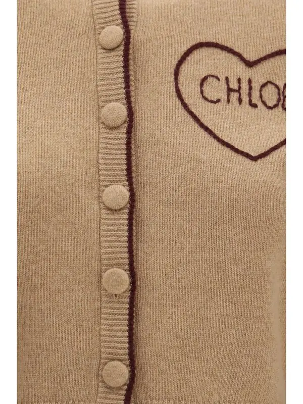 Chloé Fitted Logo Cardigan - Cream