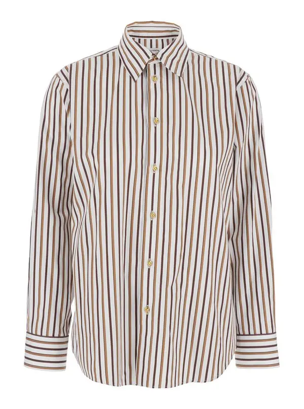 Bottega Veneta Shirt With Classic Collar And All-over Striped Motif In Cotton - Multicolor