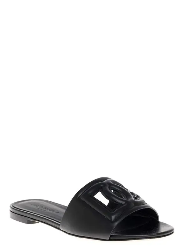 Dolce & Gabbana Leather Cut-out Slip-on Sandals