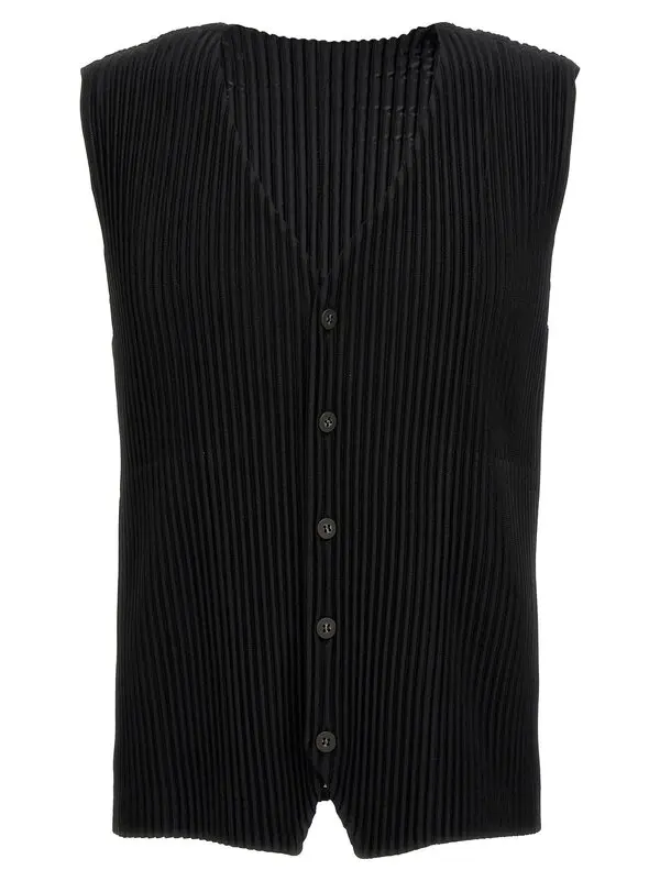 Issey Miyake Pleated Waistcoat - Black