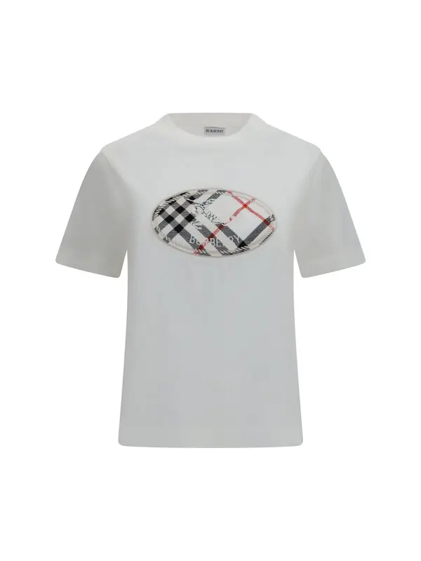 Burberry Knight Stamp Check Cotton T-shirt - White