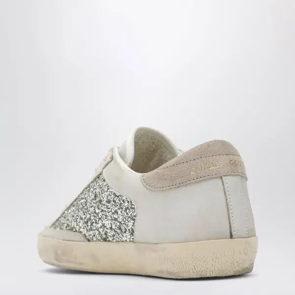 GOLDEN GOOSE White/platinum Glitter Super-star Sneakers - Silver
