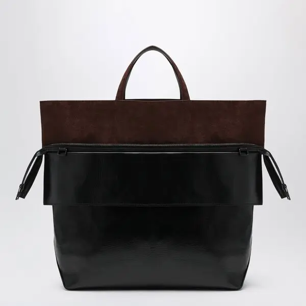 Loewe Large Switch Tote Bag In Black/espresso Leather And Suede