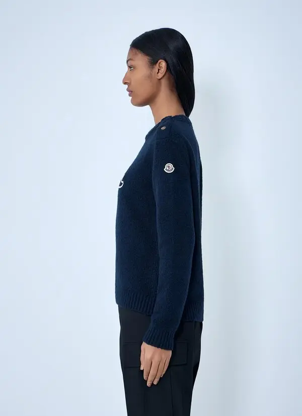 Moncler Embroidered Logo Wool Sweater - Black