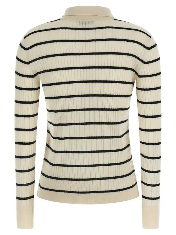 Max Mara Striped Cashmere And Stretch Silk Polo Shirt - Blue
