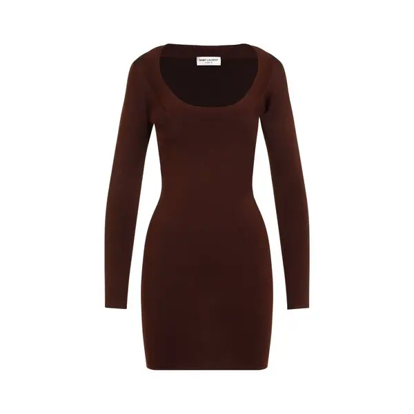 Saint Laurent Viscose Mini Dress - Brown