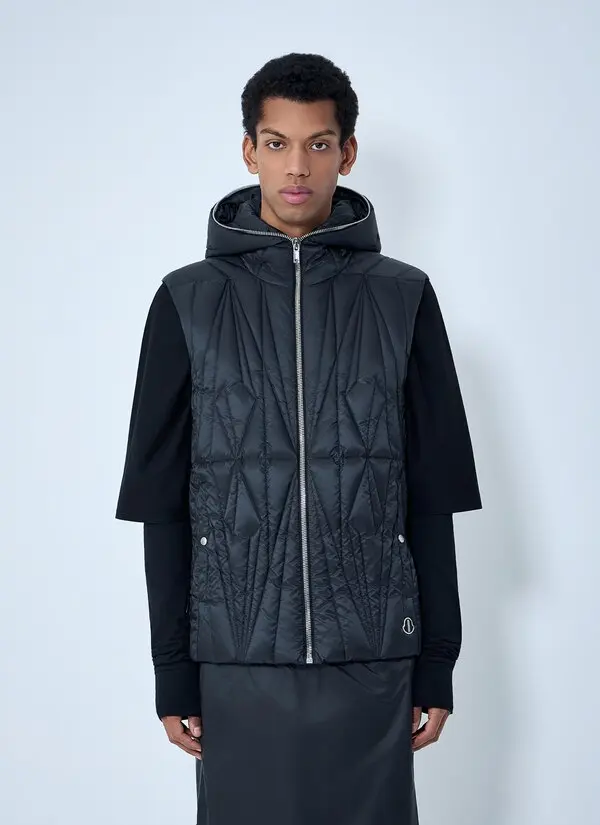Moncler Rick Owens Geocamo Flight Quilted Hooded Gilet - Black