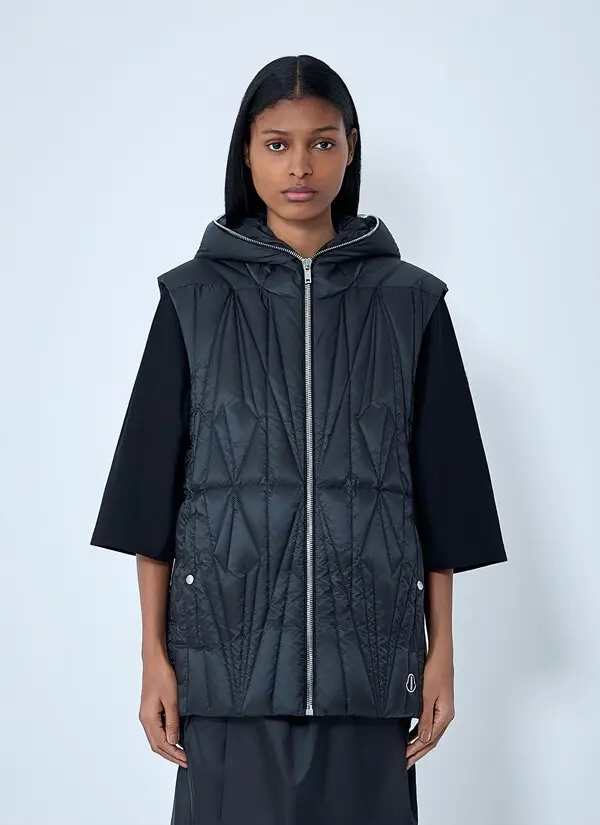 Moncler Rick Owens Geocamo Flight Quilted Hooded Gilet - Black