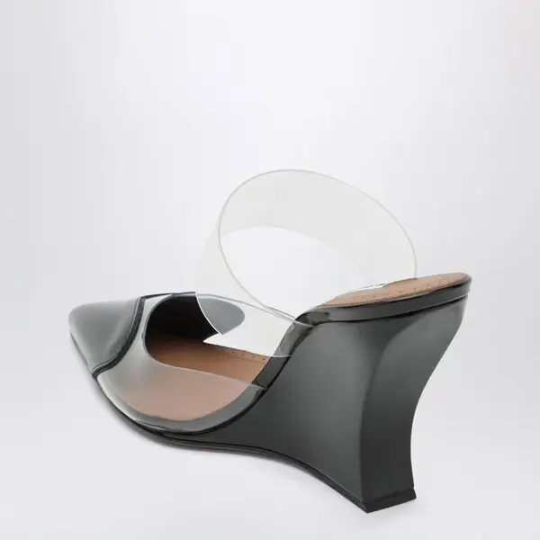 Alaïa Patent Leather Le Coeur Wedge Mules - Black