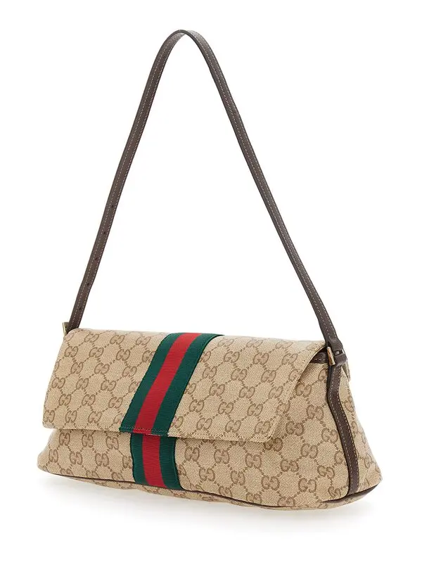 Gucci Madison' Beige Medium Shoulder Bag With Web Stripe In Gg Canvas For - Multicolor