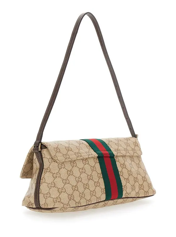Gucci Madison' Beige Medium Shoulder Bag With Web Stripe In Gg Canvas For - Multicolor