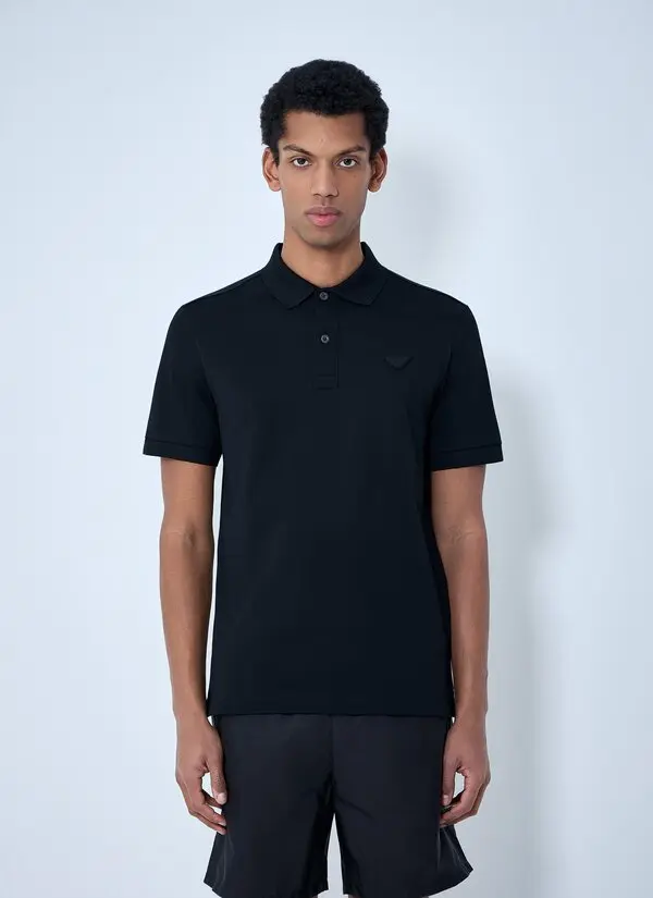 Prada Logo Motif Polo Shirt - Black