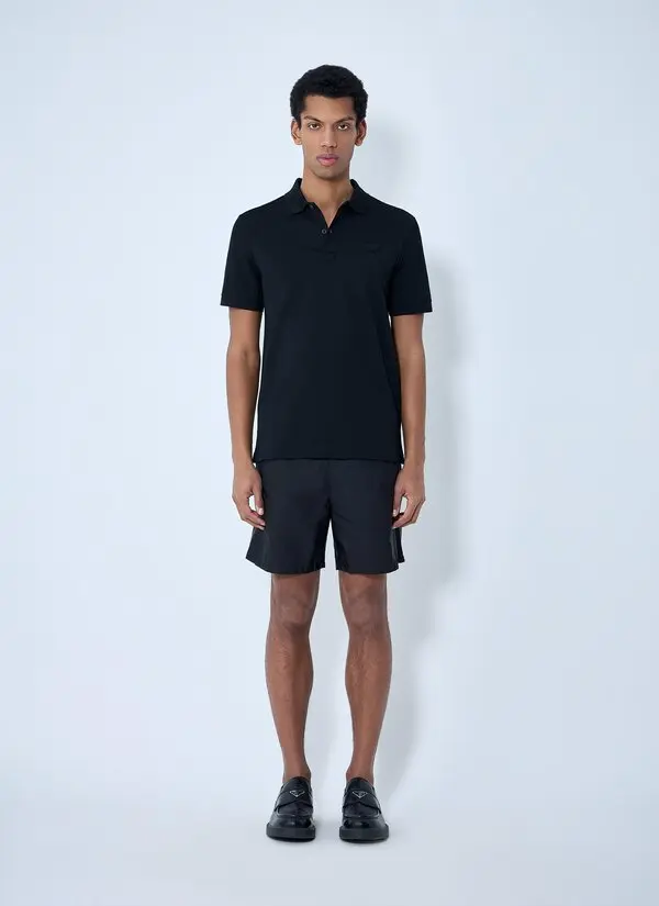 Prada Logo Motif Polo Shirt - Black