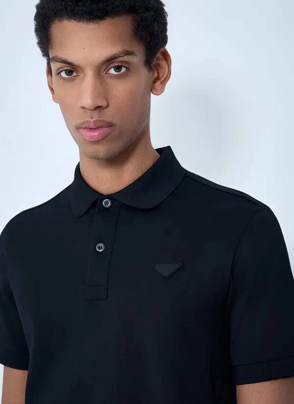 Prada Logo Motif Polo Shirt - Black