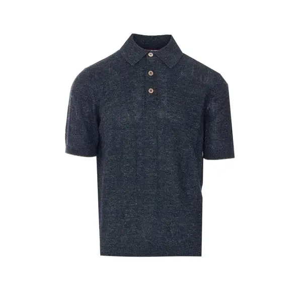 Brunello Cucinelli Large Ribbed Knitted Linen Polo