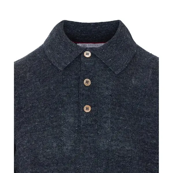 Brunello Cucinelli Large Ribbed Knitted Linen Polo