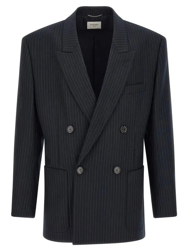 Saint Laurent Pinstriped Double-breasted Blazer