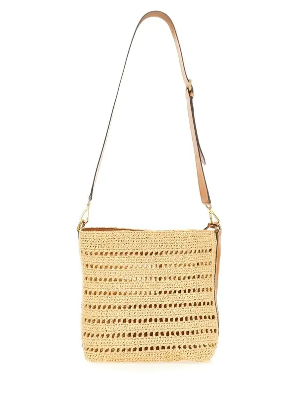 Etro Perforated Raffia Shoulder Bag - Cream