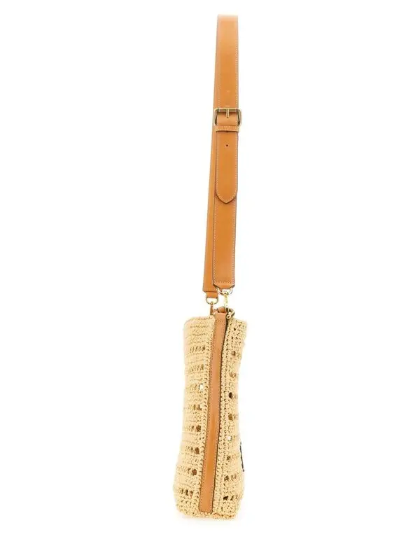 Etro Perforated Raffia Shoulder Bag - Cream