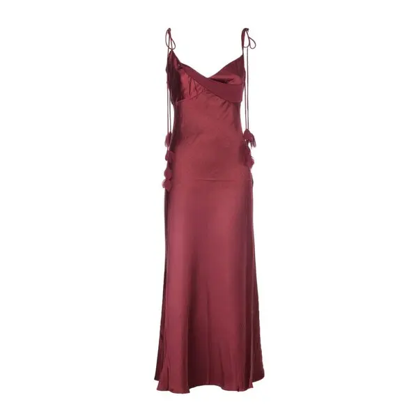 SELF-PORTRAIT Satin Flower Midi Dress - Red