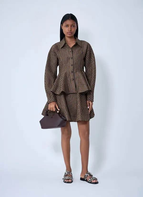 GANNI Crinkle Peplum Shirt