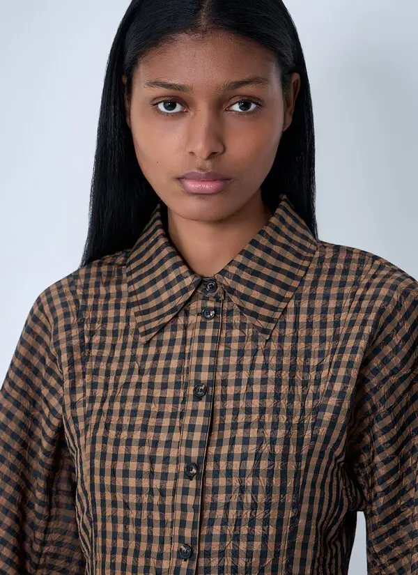 GANNI Crinkle Peplum Shirt