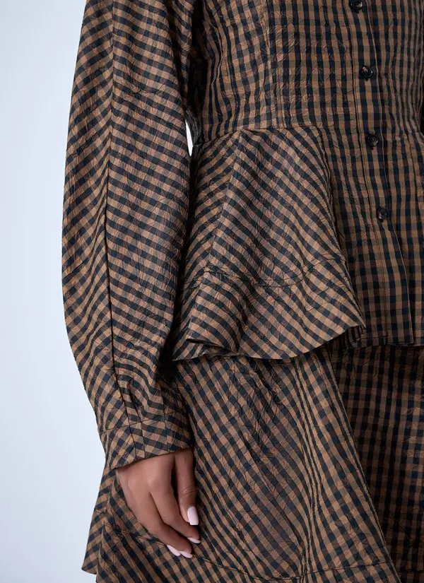 GANNI Crinkle Peplum Shirt