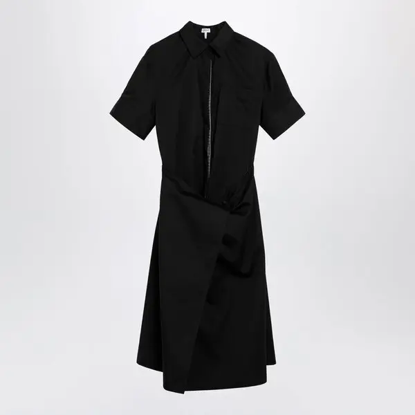 Loewe Cotton Gabardine Midi Shirt Dress - Black