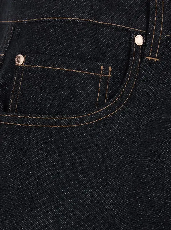 Brunello Cucinelli Black Jeans With Logo Patch On The Back And Contrasting Stitching In Denim For - Multicolor