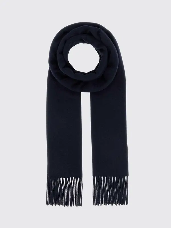 Max Mara Dalia Monogram Pure Cashmere Scarf With Fringed Edges - Blue
