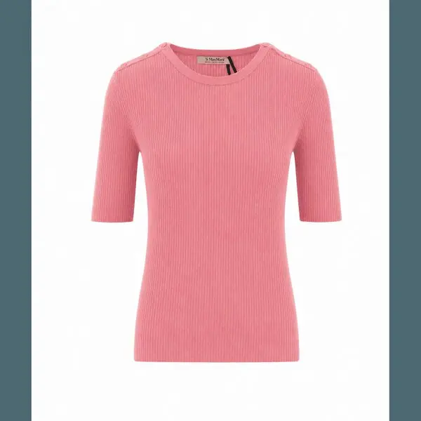 Max Mara Ribbed Smmriviera Short Sleeves Sweater - Pink
