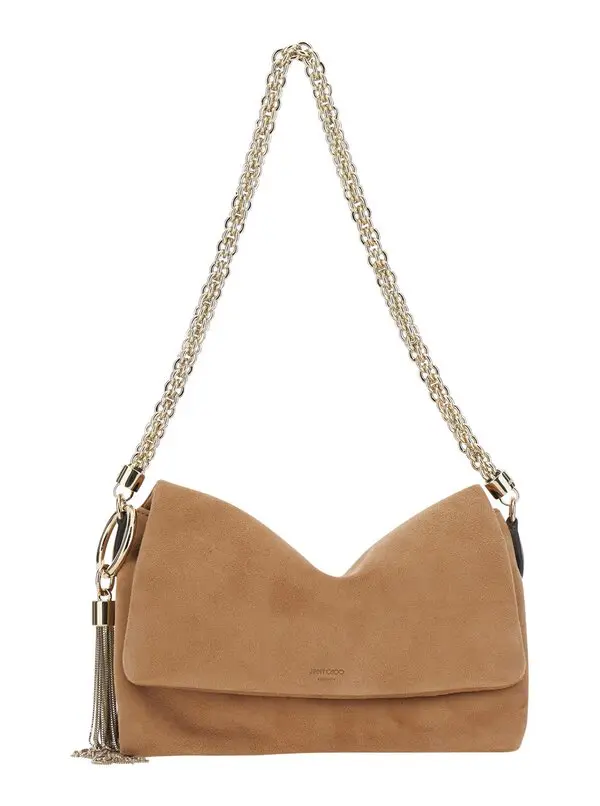 JIMMY CHOO Callie' Beige Mini Bag With Chain Strap And Logo On Front In Suede - Multicolor