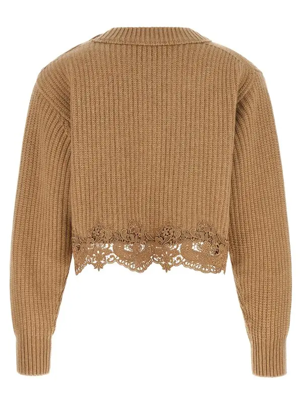 Chloé Cropped Lace Sweater - Cream