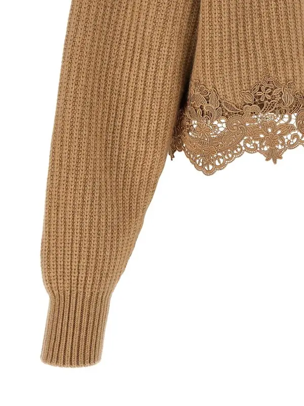 Chloé Cropped Lace Sweater - Cream
