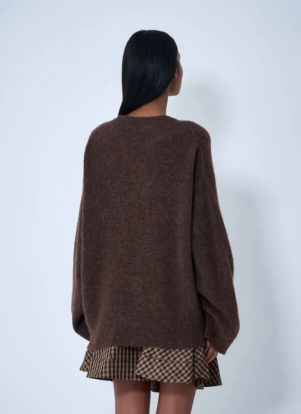 GANNI Brushed Knit Sweater - Brown