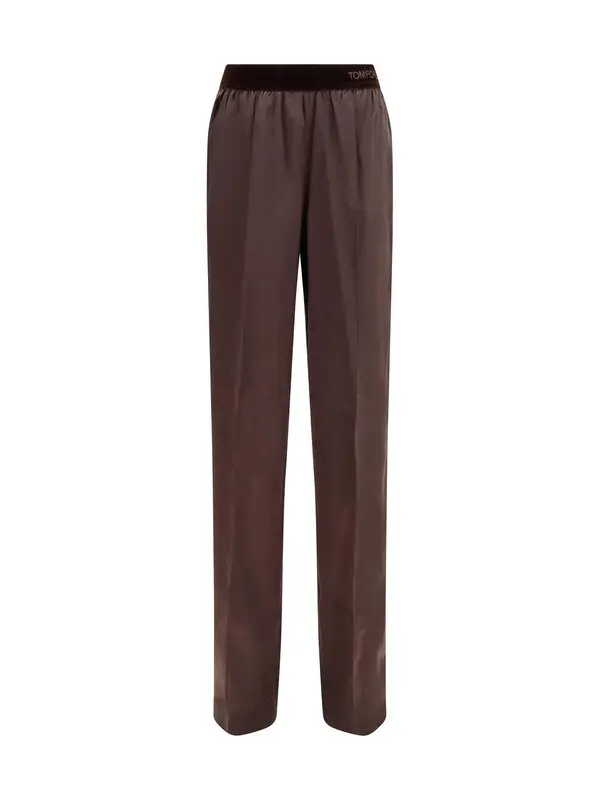 TOM FORD Stretch Silk Satin Pants - Brown