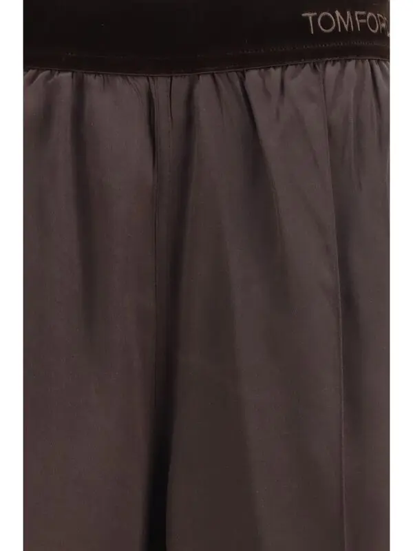 TOM FORD Stretch Silk Satin Pants - Brown
