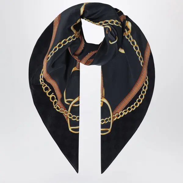 Gucci Printed Silk Crãªpe Carre In /grey - Black