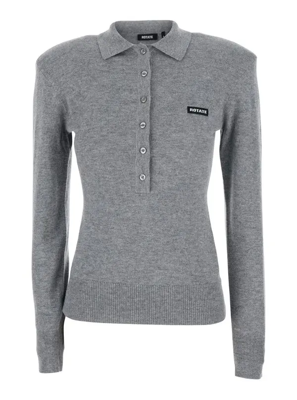 ROTATE BY BIRGER CHRISTENSEN Wool Long Sleeve Polo - Multicolor