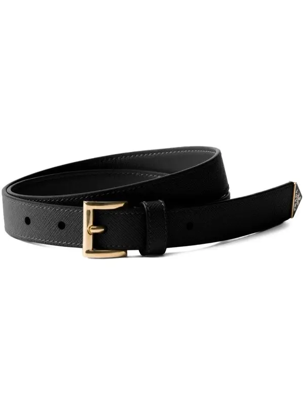 Prada Saffiano Leather Belt With Enameled Triangle Logo