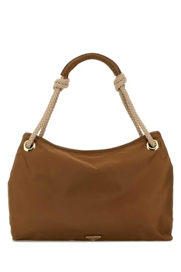 Prada Caramel Fabric Shopping Bag - Brown