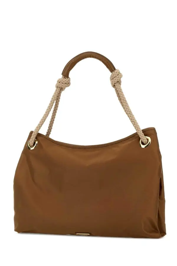 Prada Caramel Fabric Shopping Bag - Brown