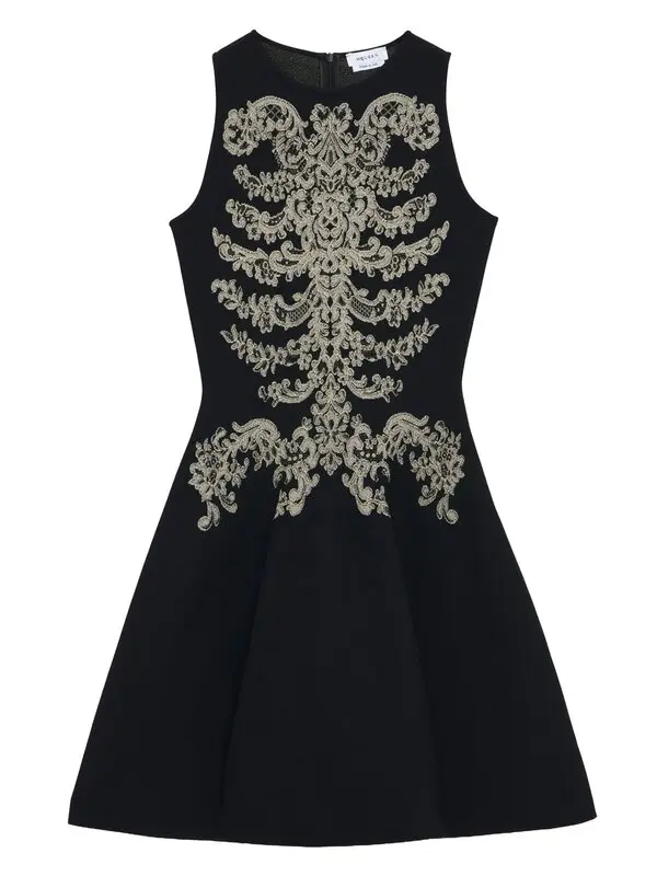 Alexander McQueen Jacquard Vlm Mini Dress - Black