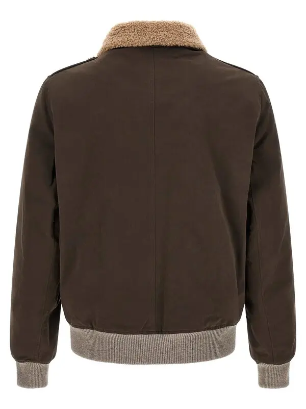 Brunello Cucinelli Waterproof Shearling-collar Bomber Jacket - Brown