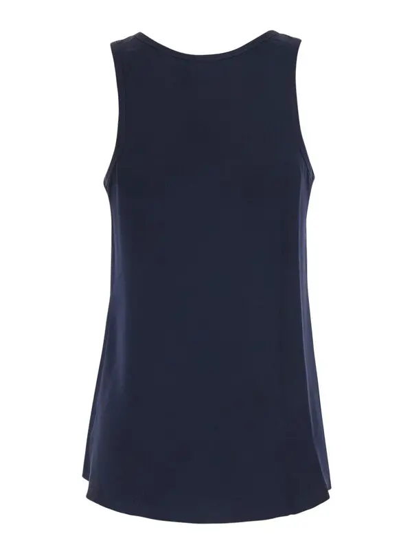 Max Mara Pavido' Blue Sleeveless Top With Round Neck And Tone-on-tone Logo Embroidery On The Front In Silk For - Multicolor