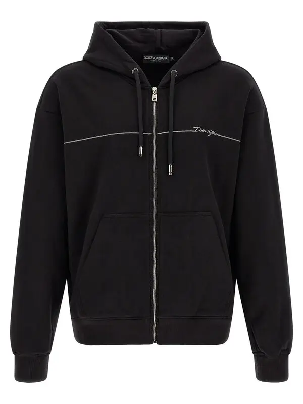 Dolce & Gabbana Logo Embroidery Hoodie - Black